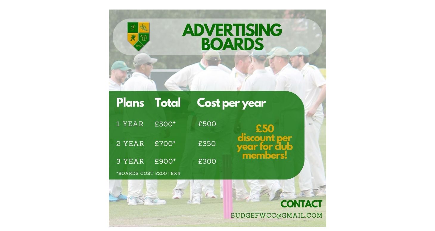 Advertising Boards 2024 | Ferndown Wayfarers Cricket Club